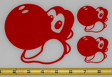 Super Mario Bros World Yoshi Head - Set of 3 HQ High Gloss Red Vinyl ...