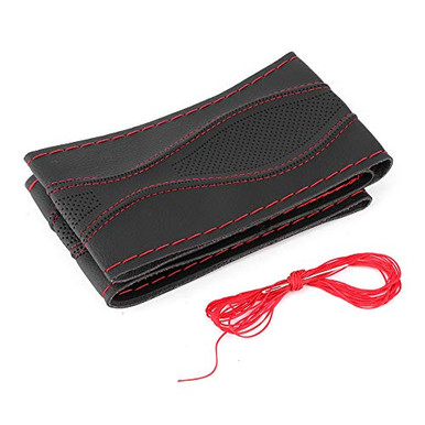 Steering Wheel Leather Cover 38cm 15in Leather Steering Wheel Cover ...