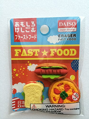 Daiso Japan Fast Food Erasers 3pcs - Warehousesoverstock