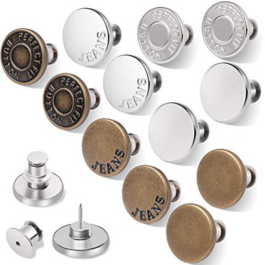12 Sets Button Pins for Jeans Adjustable Jean Button Ceryvop Jean ...