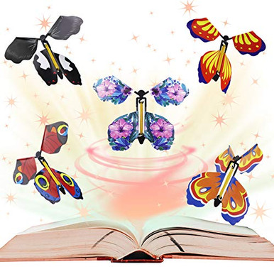 Halovin 5 Pack Magic Flying Butterfly Rubber Band Powered Wind up ...