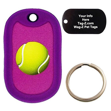 Custom Engraved Pet Tag - Tennis Ball - Purple - Dog Tag - Tag-Z Wag-Z ...