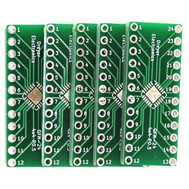 5pcs Dreyer Electronics 24-Pin QFN to DIP Breakout Board Front B 4x4mm ...