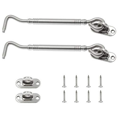BTMB 2pcs 6 Inch Cabin Hook and Eyes Catch Door Latch Solid Stainless ...
