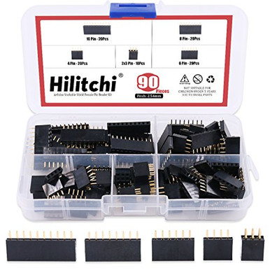 Hilitchi 90pcs 2.54mm Stackable Shield Headers Female Pin Header ...