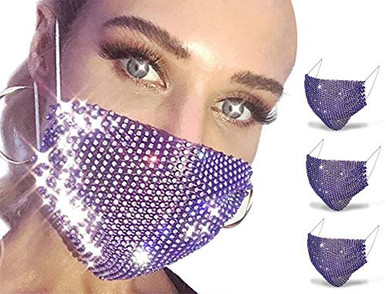 3 Slices Sparkly Rhinestone Mesh Mask Crystal Masquerade Party ...