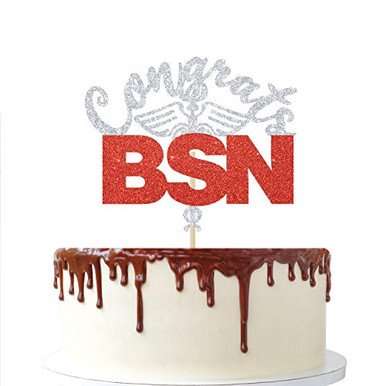 Congrats BSN Cake Topper SilverPlusRed Glitter- 2021 Congrats ...