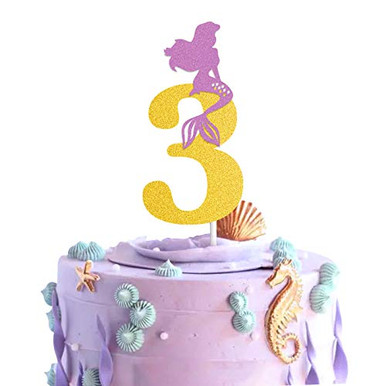 3 Mermaid Happy 3rd Birthday Cake Topper Under The Sea Ocean Party ...