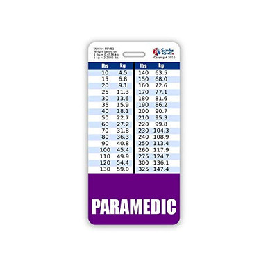Paramedic Badge Buddy Vertical w Height and Weight Conversion Charts ...