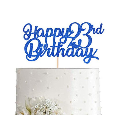 Blue Happy 23rd Birthday Cake Topper Royal Blue Glitter Cheers To 23 ...