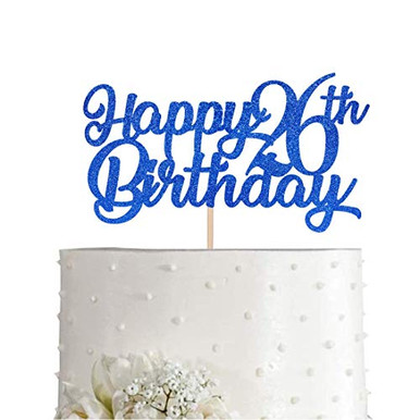 Blue Happy 26th Birthday Cake Topper Royal Blue Glitter Cheers To 26 ...