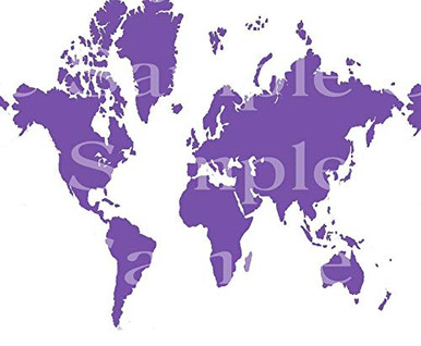 2.5x3" 8 Per Sheet - Purple World Map Birthday - D24543 - 2D Edible ...