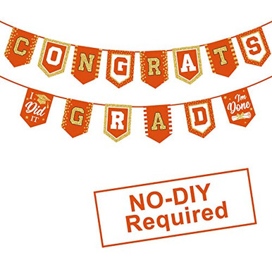 2021 Orange Graduation Banner - No DIY Required Orange Graduation Party ...