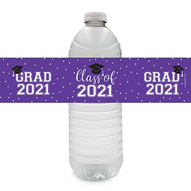 Class of 2021 Graduation Party Water Bottle Labels 24 Stickers Purple ...