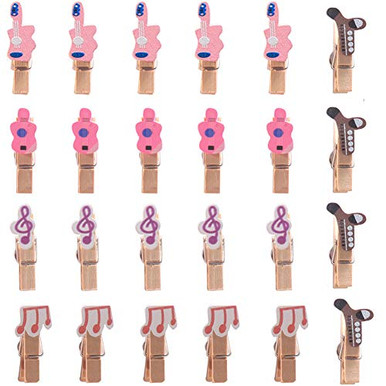 haowei 24 Pcs Creative Wooden Clip Thumbtack Music Note Shape Push Pins ...