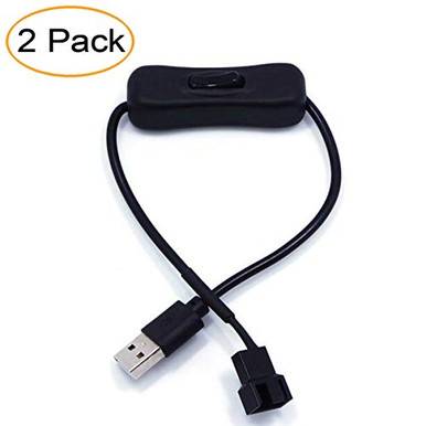 2 Pack USB to 3-Pin / 4-Pin PWM 5V USB Sleeved Fan Power Adapter Cable ...