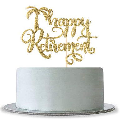 Happy Retirement Cake Topper with Tree Gold Glitter Retirement Party ...