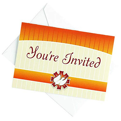 Confirmation Orange 5 x 4 Paper Invitation Cards and Envelopes Pack of ...