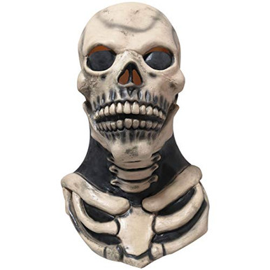 Adult Skull Latex Mask with Skeleton Chest Piece Halloween Costume ...