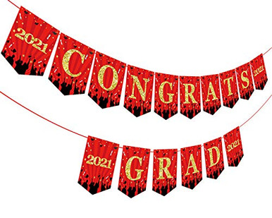 2021 Red Graduation Banner Easy to Assemble Graduation Party ...