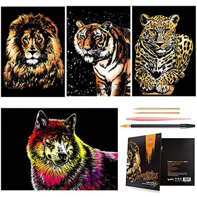Rainbow Scratch Paper Glow-in-the-Dark Scratch Art Kit - 8 A4 Boards ...