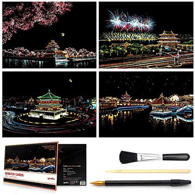 Wbeng Scratch and Sketch Art for Kids and Adults Rainbow Painting Night ...