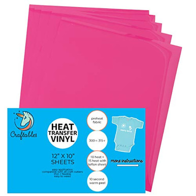 Craftables Hot Pink Heat Transfer Vinyl HTV - 5 Sheets Easy to Weed ...