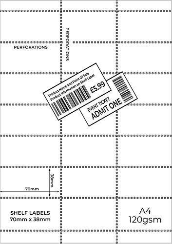 OfficeGear Shelf Edge Labels 252 Pack 38x70mm Custom Printable A4 Card ...