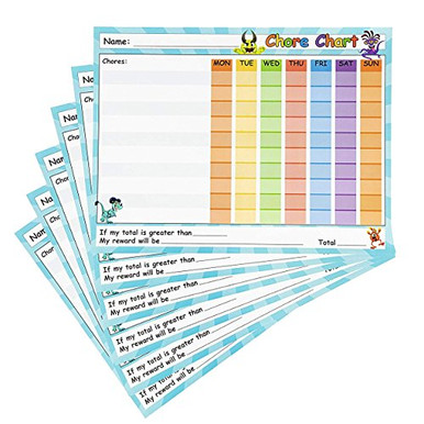 Chore Chart - 6-Pack Dry Erase Reward Chart for Kids, Teach Children ...