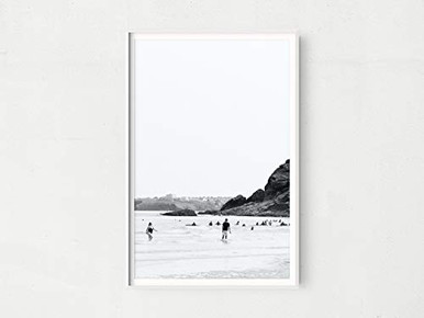 Vintage Black and White Beach Photo Print Minimalist Portrait British ...