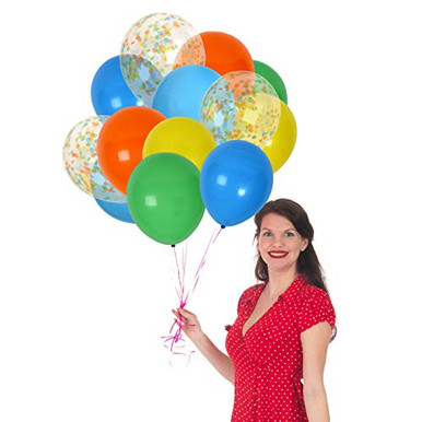 Summer Party Decorations Rainbow Confetti Balloons Blue Orange Balloon ...