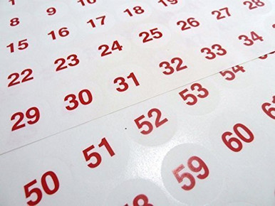 Red on Clear 25mm Round Consecutive Sequential Number Sequence Labels Numbering Stickers from 1 ...