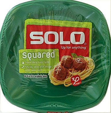 Solo Squared 10.25in Plastic Plates 30 CT - Green - Warehousesoverstock