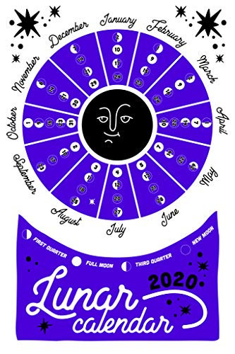 2020 Lunar Day Month Wall Calendar Moon Phases Purple Chart Poster ...