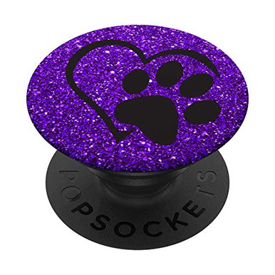 Purple Paw Print Heart Pattern Cat Paw Dog Paw PopSockets Grip and ...