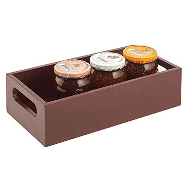 mDesign Bamboo Wood Compact Food Storage Bin with Handles for Kitchen ...