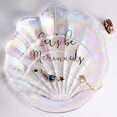 Crystal Glitter Glass Jewelry Dish Tray Iridescent Ring Dish Bridal ...