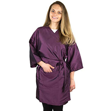 Hair Salon Smock with Pocket - Purple Client Wrap Gown - Cutting Robe ...