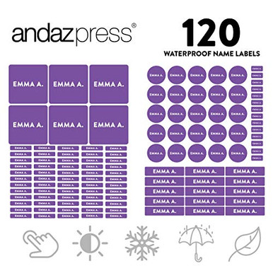 Andaz Press Custom Personalized Waterproof School Name Labels Royal ...