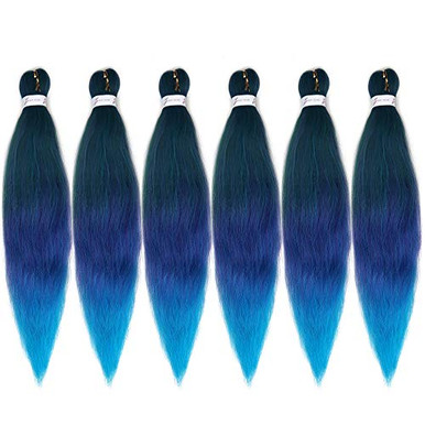 3 Tone Pre Stretched Braiding Hair Ombre Blue Jumbo Braids Hair ...