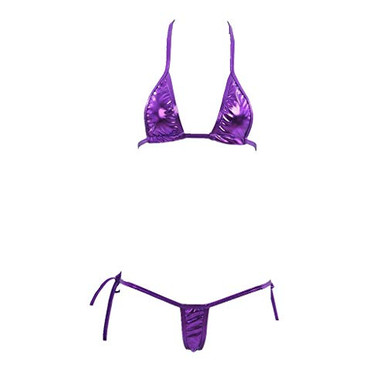 YiZYiF Women Sexy Metallic Micro Bikini G String Set Purple ...