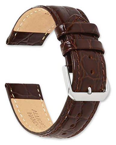 deBeer - 19mm Alligator Grain Watch Strap - Brown - Extra Long Length ...