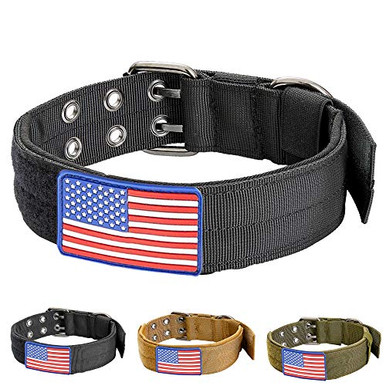 BMusdog Tactical Dog Collar with Sturdy Metal Buckle Handle 48MM Wide ...