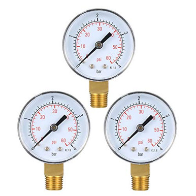 uxcell Bottom Mount Pressure Gauge 0-60 psi bar Dual Scale 2" Dial ...