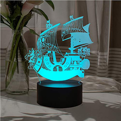 Anime One Piece Pirate Ship Night Light Thousand Sunny Black Base Touch ...