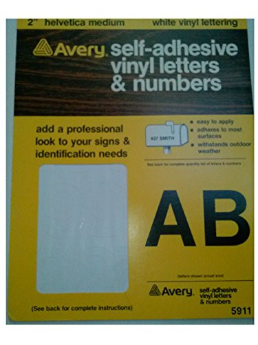 Emco-Avery 5911-Old 2 Inch Helvetica Medium White Vinyl Lettering Self ...