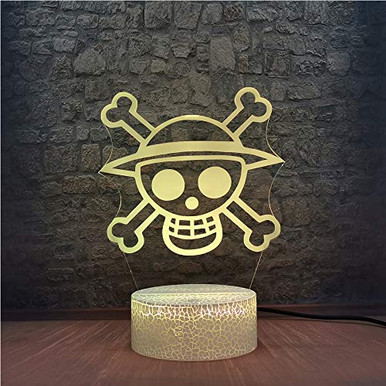 ONE Piece Logo Night Light Straw hat boy Pirates King Sign 3D Illusion ...