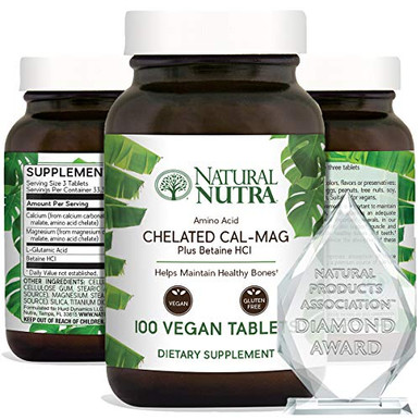 Natural Nutra Chelated Cal Mag 1000 500 mg Supplement Plus Betaine HCL ...