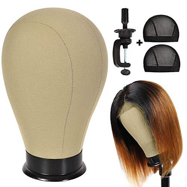 Canvas Block Head 22 Inch Wig Head with Stand for Making Wigs Canvas ...