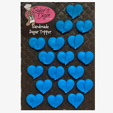 Royal Blue Hearts - 18 pcs Edible Icing Cake Topper Cupcake Decoration ...